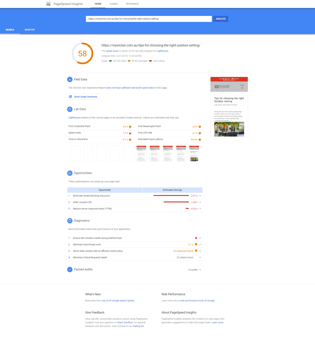 Pagespeed Insights Tips 58 Jumpstart Matrix Online Marketers